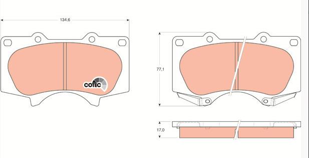 Genuine New TRW Front Axle GDB3364AT Brake Pad Set For LEXUS MITSUBISHI ...